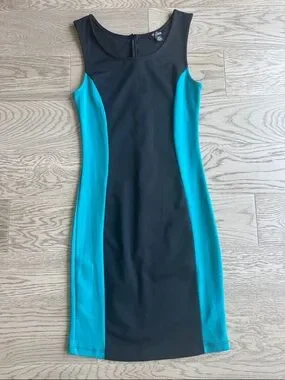 Guess | Dresses | Guess Black And Teal Paneled Dress Small | Poshmark